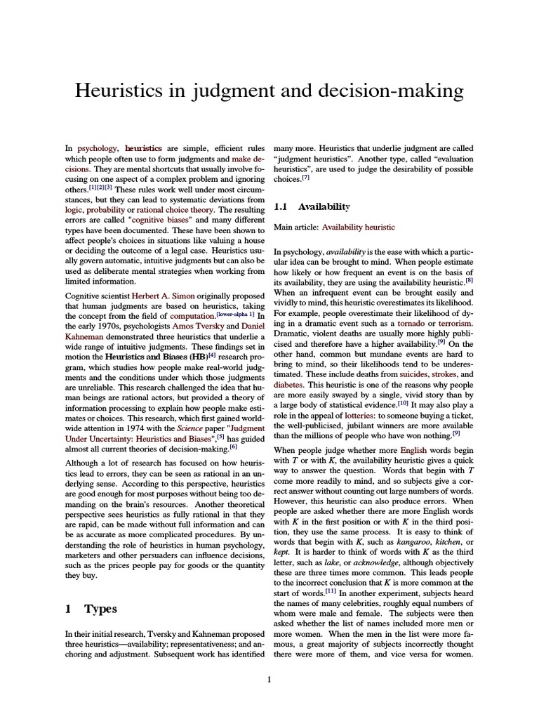 Heuristics in Judgment and Decision-Making | PDF | Heuristics In ...