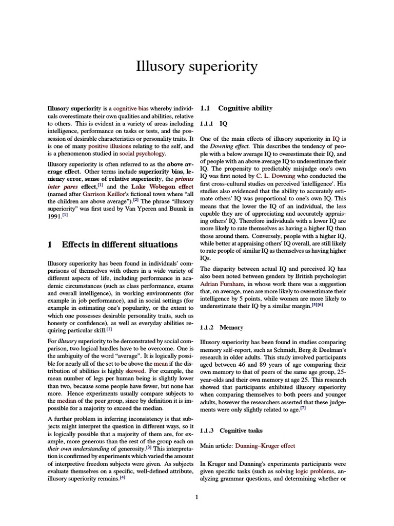 Illusory Superiority | PDF | Behavioural Sciences | Neuropsychology