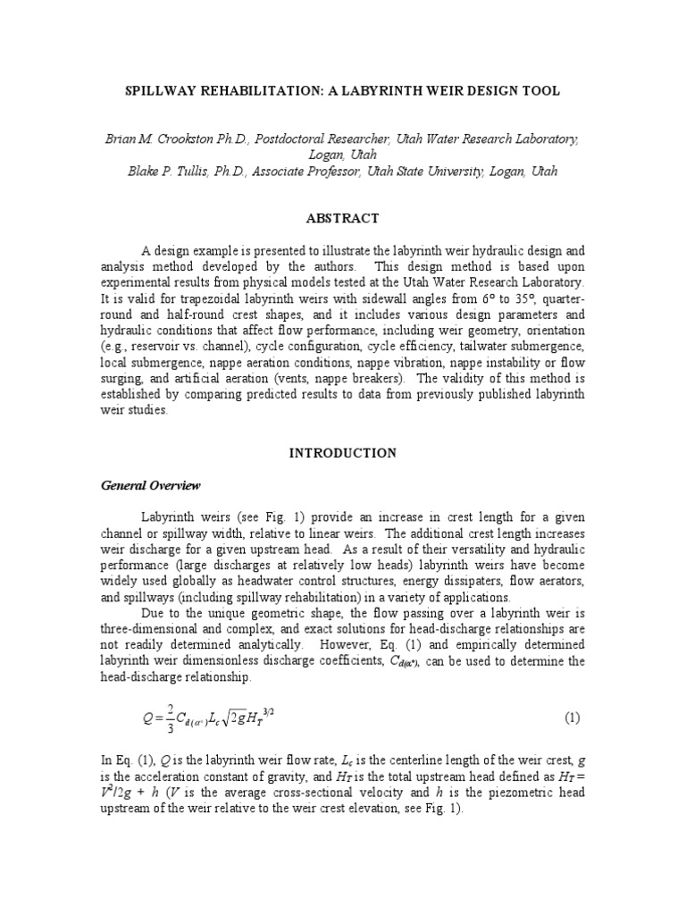 Labyrinth Weir Design | PDF | Spillway | Hydrology