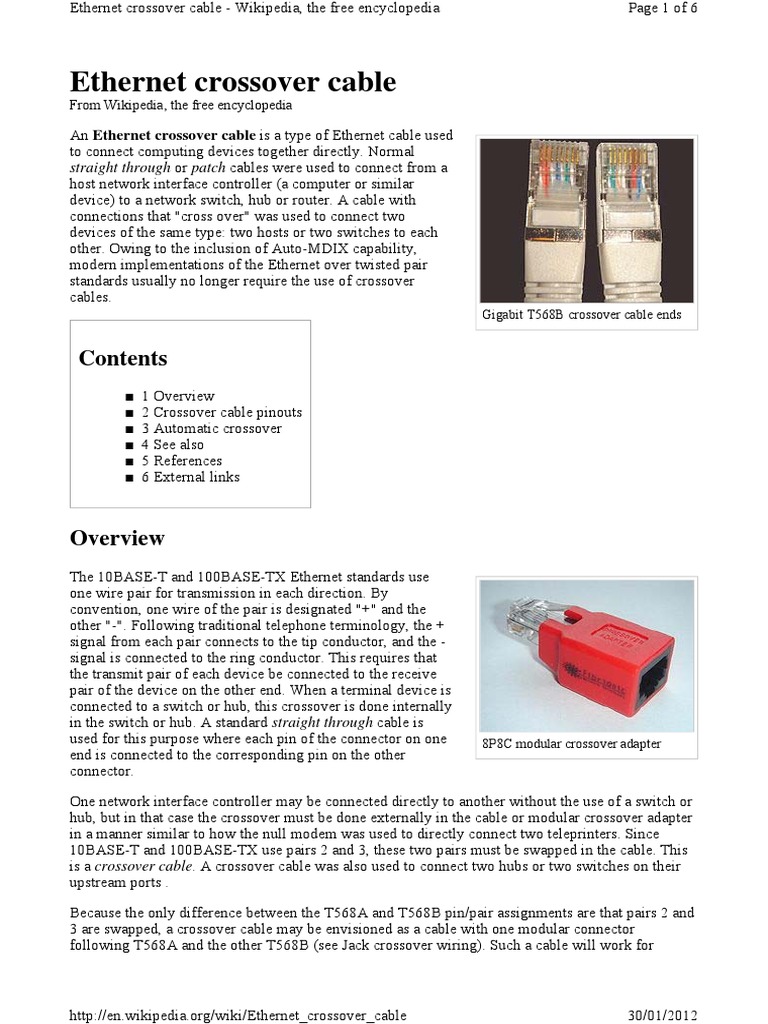 Ethernet Crossover Cable | PDF | Networks | Computer Networking