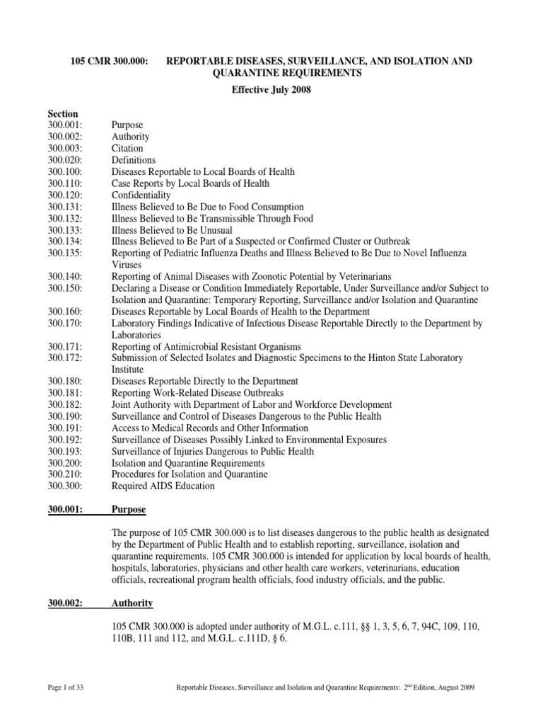 Reportable Diseases Surveillance and Isolation and Quarantine ...