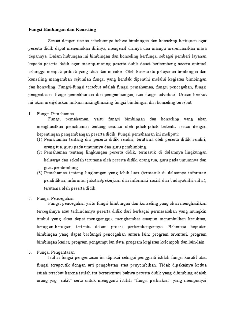 Makalah Fungsi Bimbingan Dan Konseling | PDF | Karier & Perkembangan