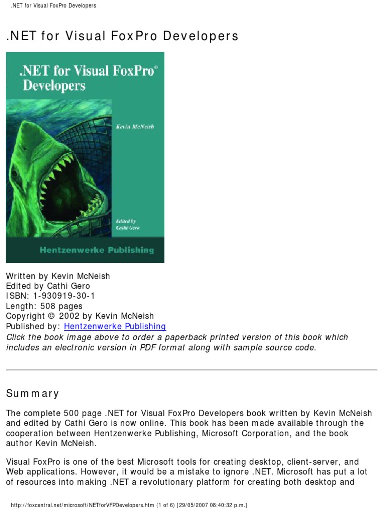 For Visual FoxPro Developers PDF | PDF | Object Oriented Programming | Microsoft Visual Studio