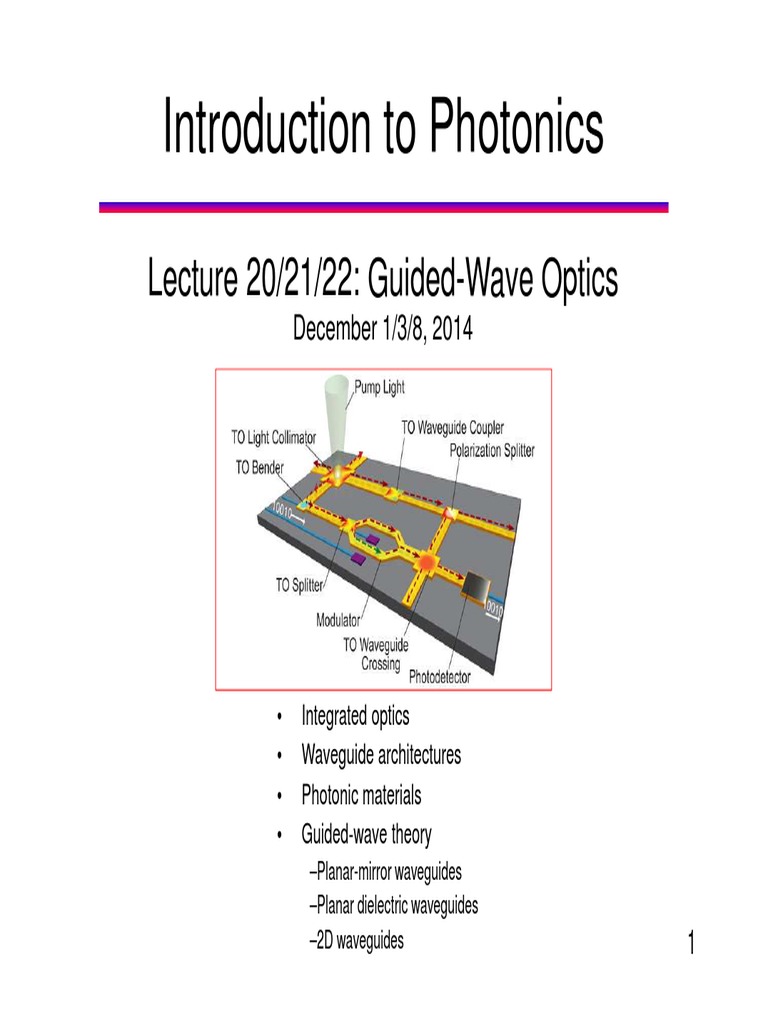 Introduction To Photonics Lecture 20-21-22 Guided Wave Optics | PDF ...