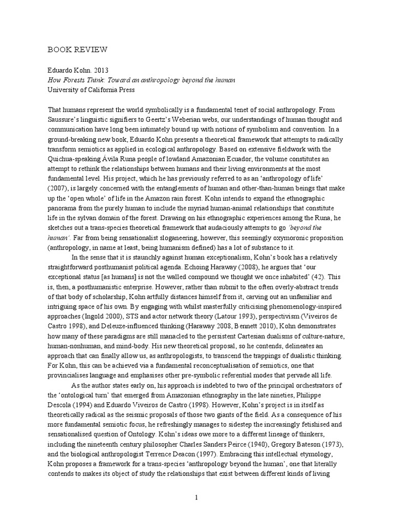 JASO Book Review - How Forests Think Eduardo Kohn - Lewis Daly-Libre ...