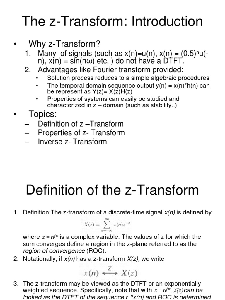 Z Transform Pdf Calculus Mathematical Analysis
