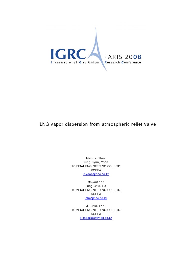 LNG Vapor Dispersion From Atmospheric Relief Valve | PDF | Liquefied ...