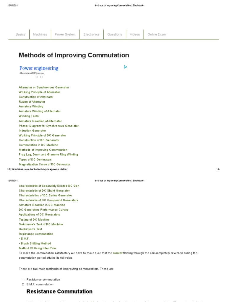 Methods of Improving Commutation - Electrical4u | PDF | Inductor | Electrical Resistance And ...