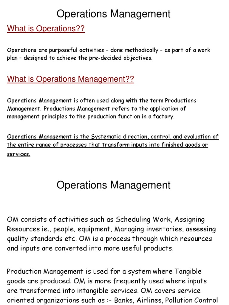 Module 1 Introduction Into Operations Management Pdf Operations