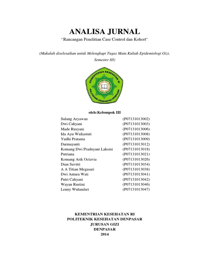Analisis Rancangan Penelitian Kohort dan Case Control | PDF | Kesehatan ...