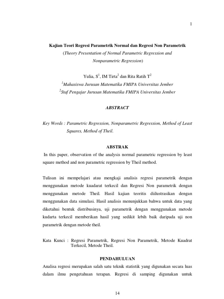 Regresi Parametrik Dan Non-Parametrik | PDF | Metode & Bahan Ajar