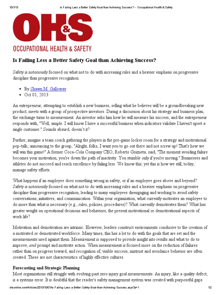 Is Failing Less A Better Safety Goal | PDF | Motivation | Motivational
