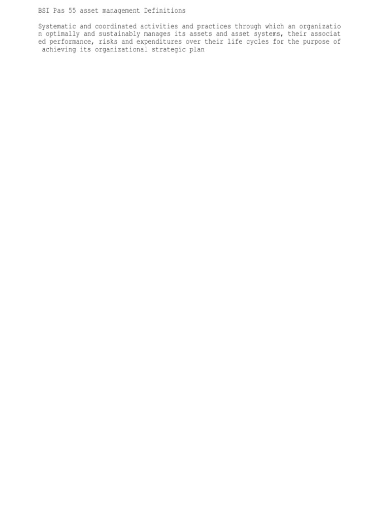 BSI Pas 55 Asset Management Definitions | PDF | Business