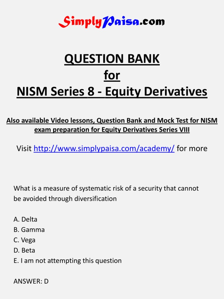 NISM Series VIII Equity Derivatives certification question bank.pptx ...