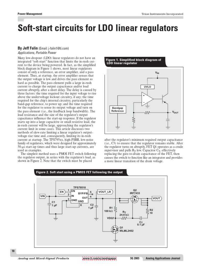 Soft-Start Circuits For LDO Linear Regulators | PDF | Capacitor | Electronic Circuits