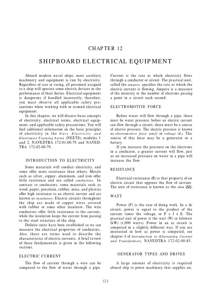 Shipboard Electrical Equipment | PDF