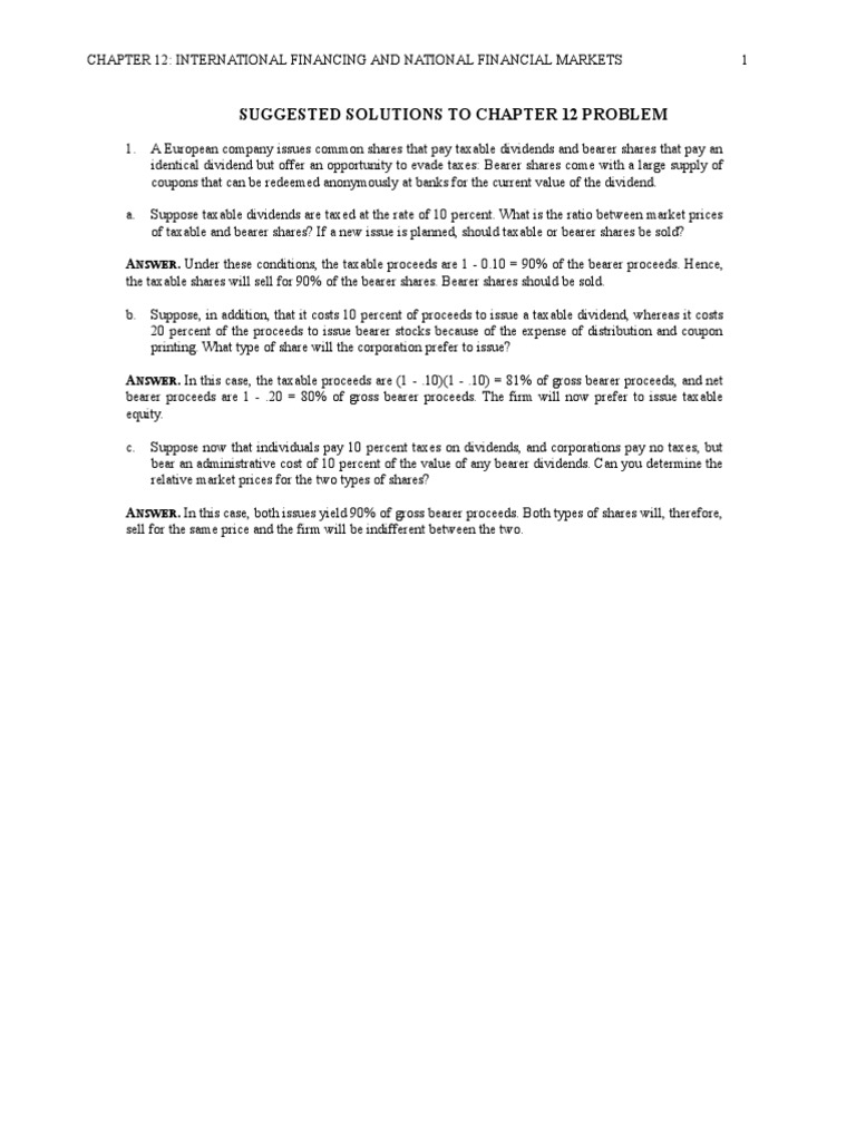 Solution Manual CH 12 Multinational Financial Management | PDF