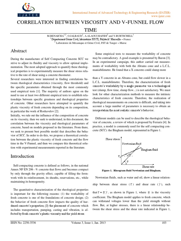 Correlation Between Viscosity and V-Funnel Flow | PDF | Rheology ...