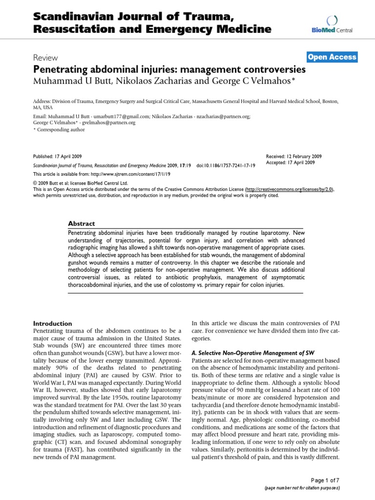 Penetrating Abdominal Injury | PDF
