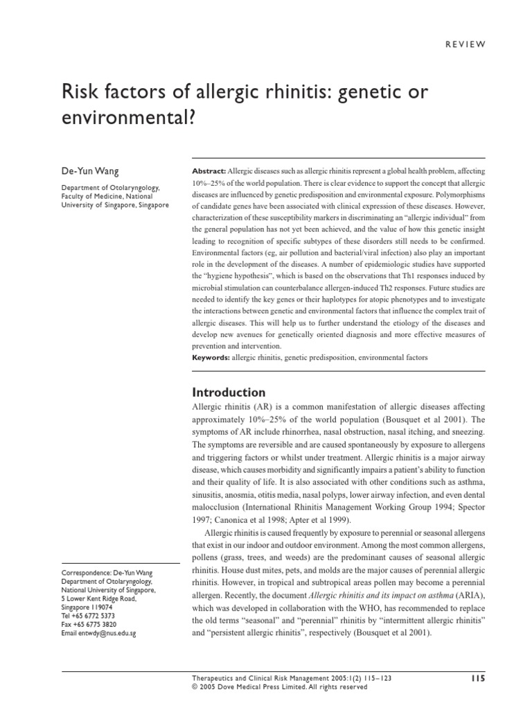 Risk Factors of Allergic Rhinitis: Genetic or Environmental? | PDF ...