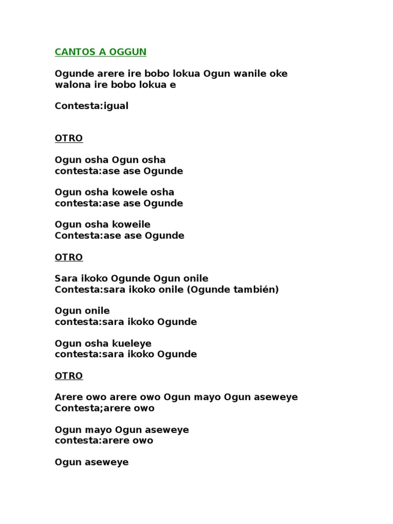 Cantos A Oggun | PDF