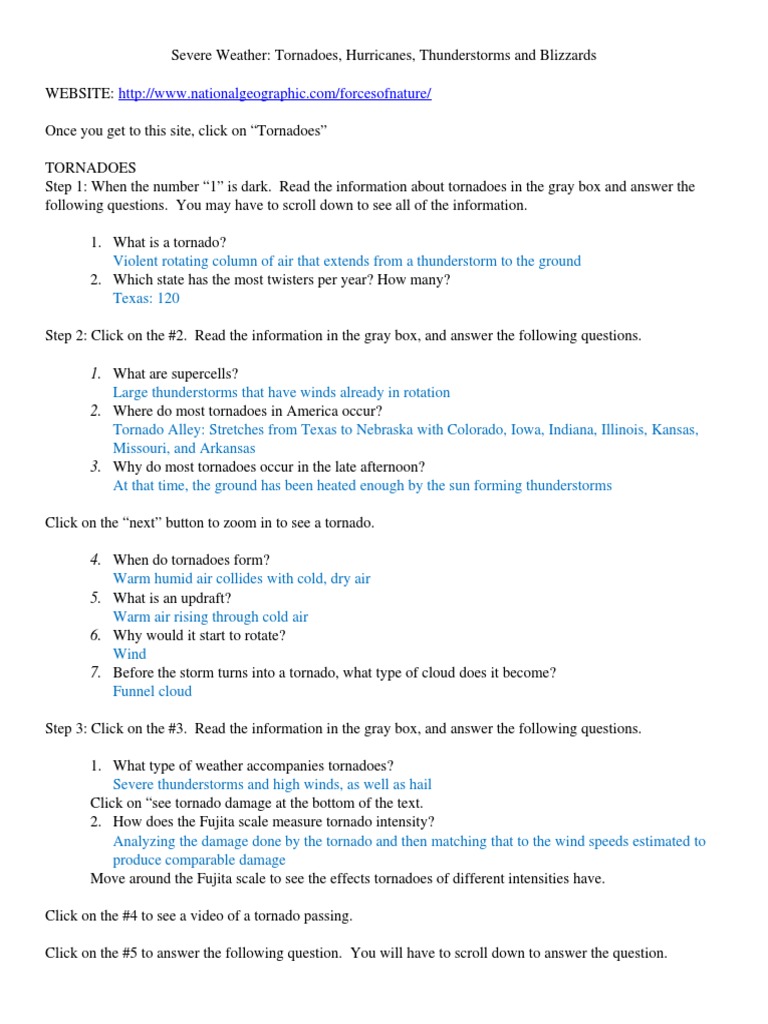 Severe Weather Webquest | PDF | Tropical Cyclones | Tornadoes