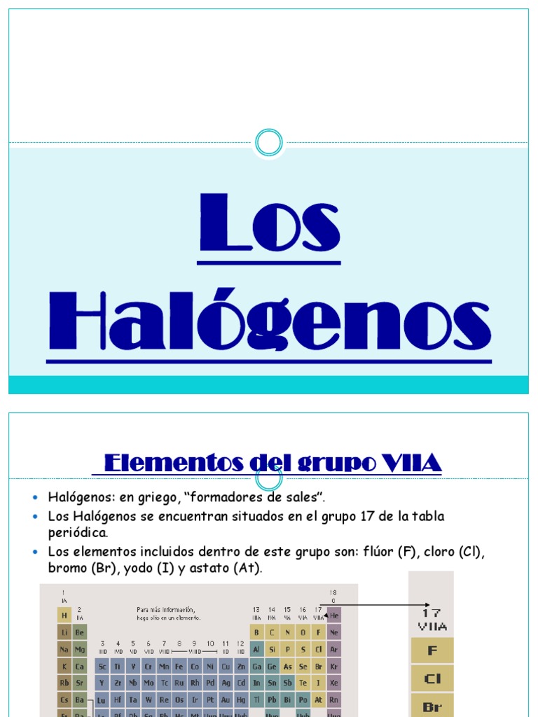 Alogenos | PDF | Cloro | Conjuntos de elementos químicos
