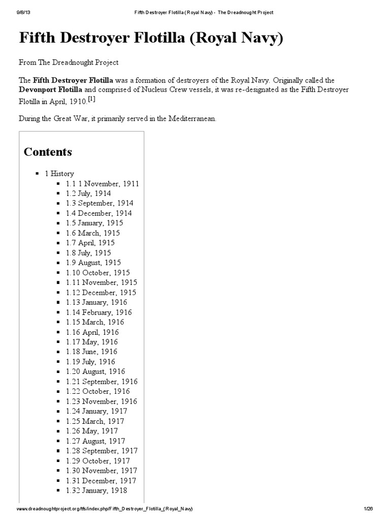 Fifth Destroyer Flotilla Overview | PDF | Destroyer | Royal Navy