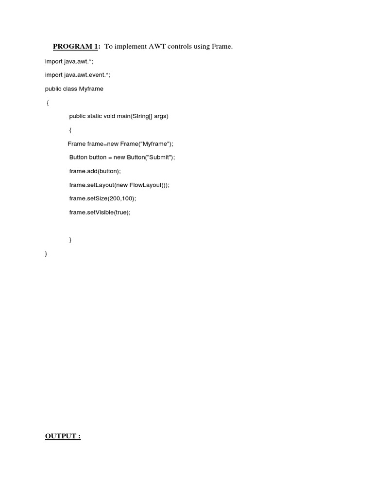 AWT Frame Example in Java | PDF | Computers
