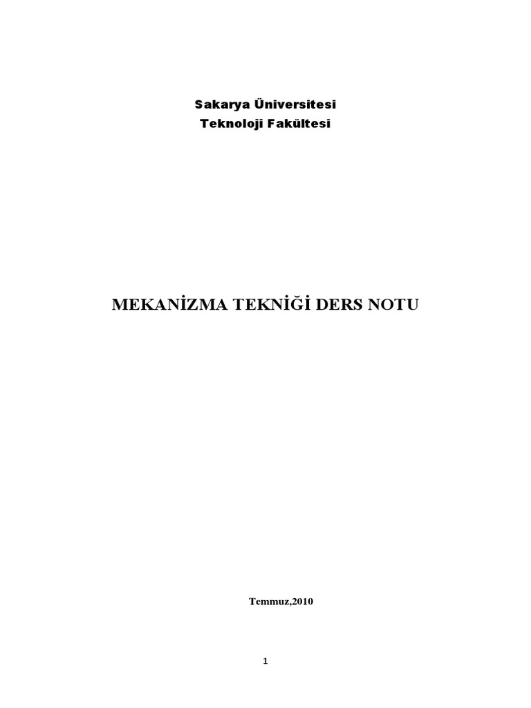 Mekanizma Ders Notlar | PDF