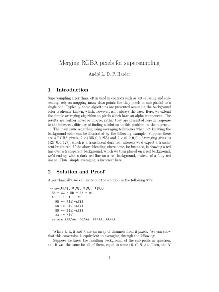 Merging RGBA Pixels in Supersampling | PDF | Multidimensional Signal Processing | Computer Vision