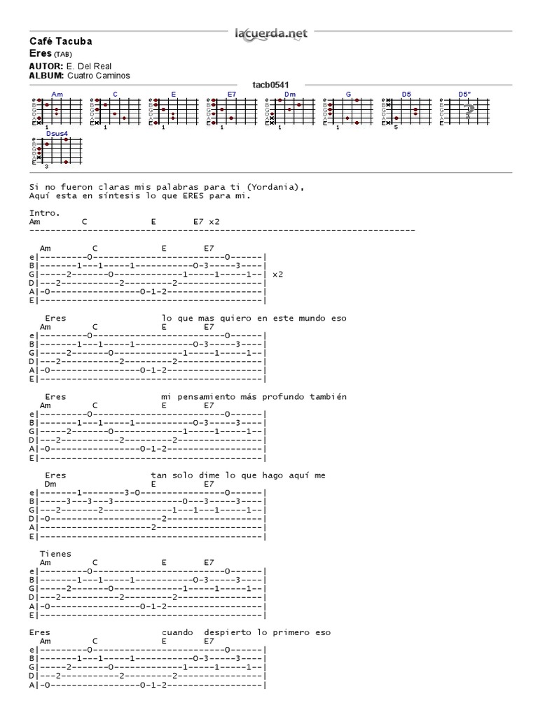 Acordes de "Eres" de Café Tacuba | PDF | Ocio | Entretenimiento (general)