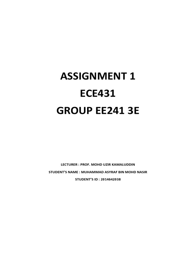 ECE431 Assignment 1 Solutions | PDF | Computers | Technology & Engineering