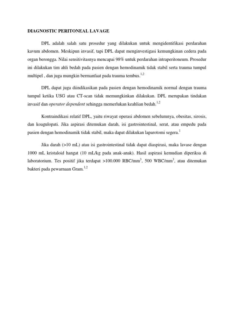 Diagnostic Peritoneal Lavage | PDF