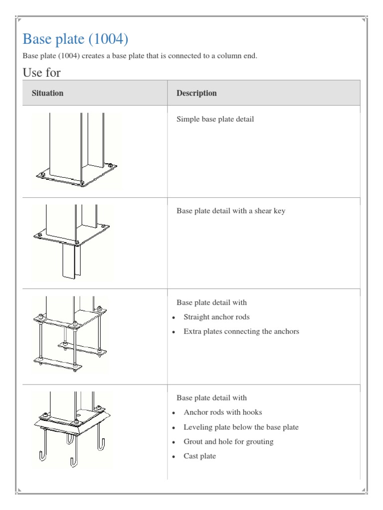 Base Plate Connection Details | PDF | Engineering Tolerance | Screw