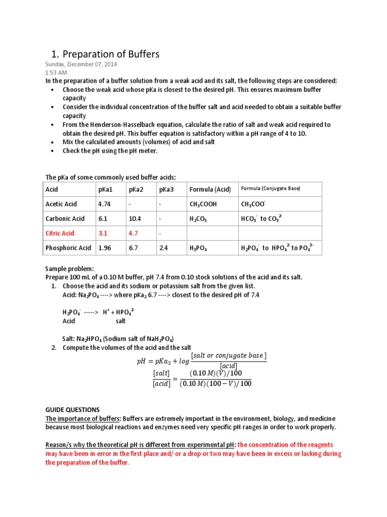 Preparation of Buffers | PDF