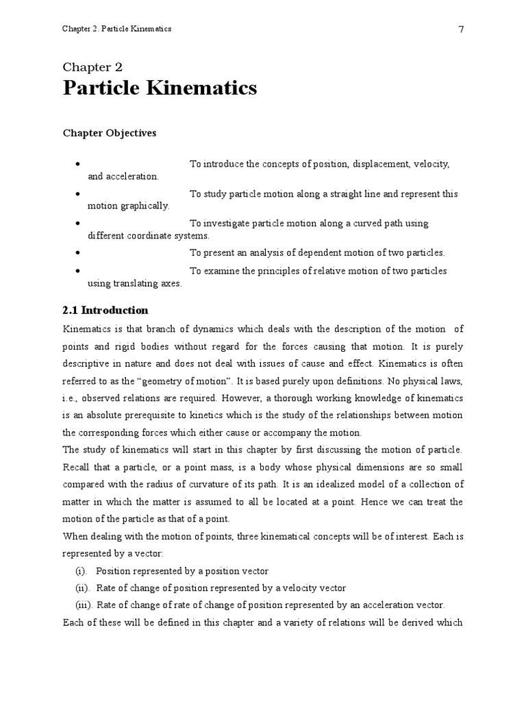 Lecture 2 Particle Kinematics OK | PDF | Kinematics | Velocity