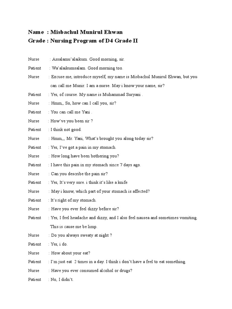 Nursing Patient Interaction Script | PDF | Self-Improvement