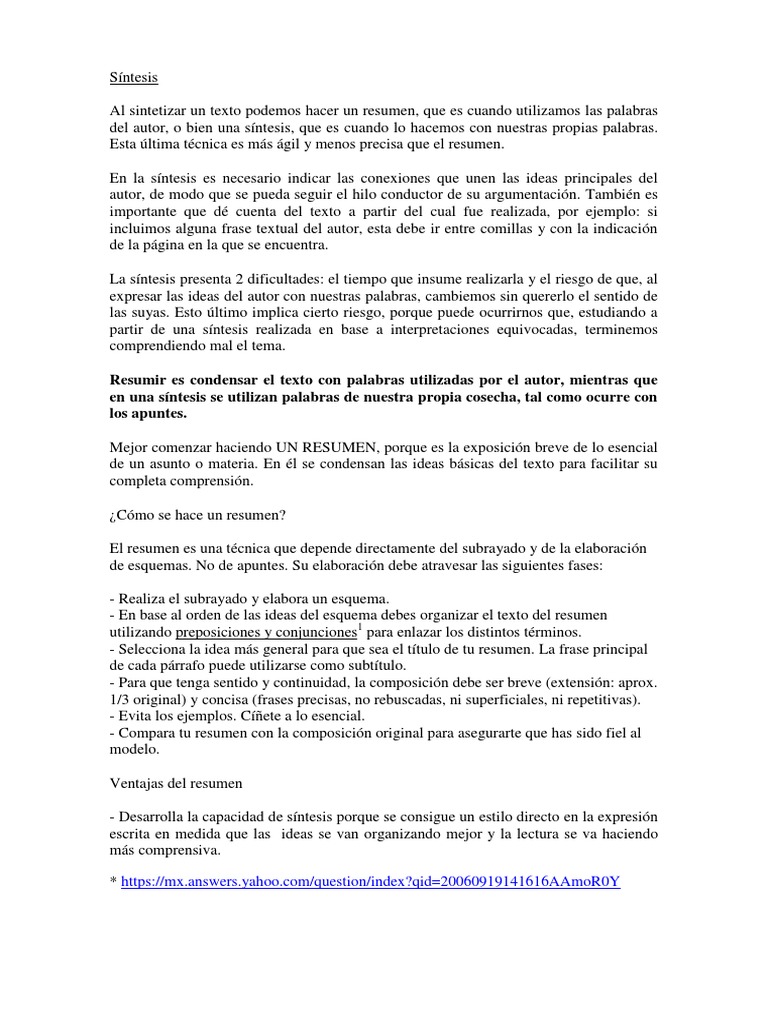 Como Hacer Una Síntesis | Ciencia cognitiva | Psicología