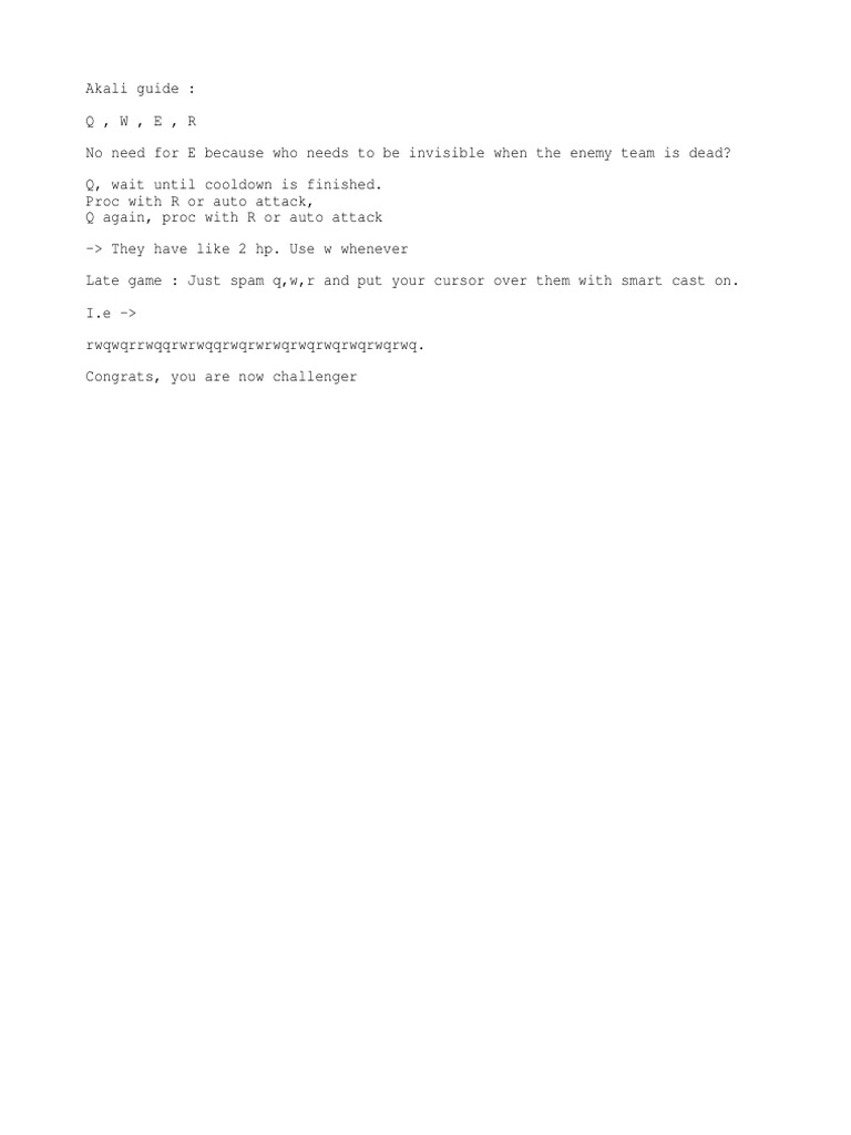 Akali Gameplay Guide for Success | PDF