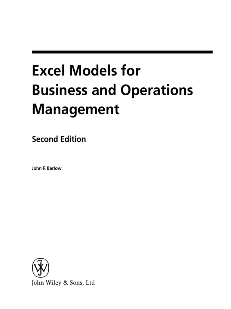 Wiley Excel Models For Business and Operations Management 2nd | PDF ...