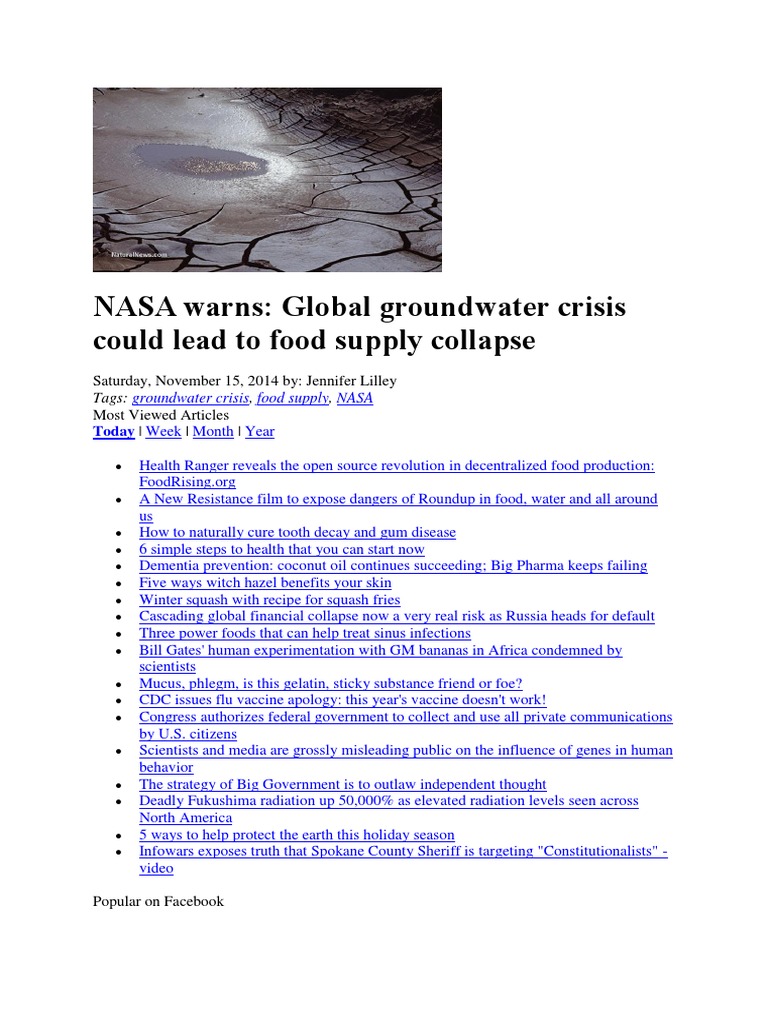 NASA Warns: Global Groundwater Crisis Could Lead To Food Supply ...