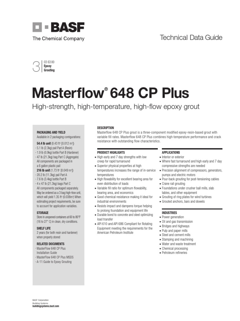 Master Flow 648 | PDF | Epoxy | Concrete