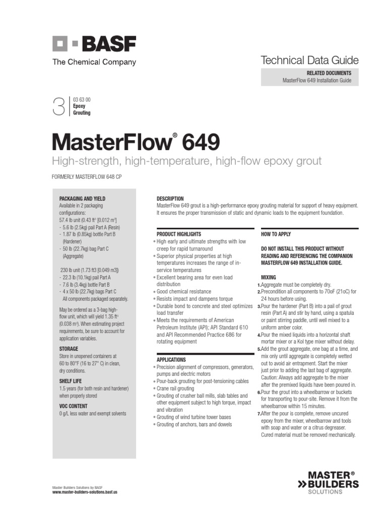Basf Masterflow 649 Tds | PDF | Epoxy | Concrete