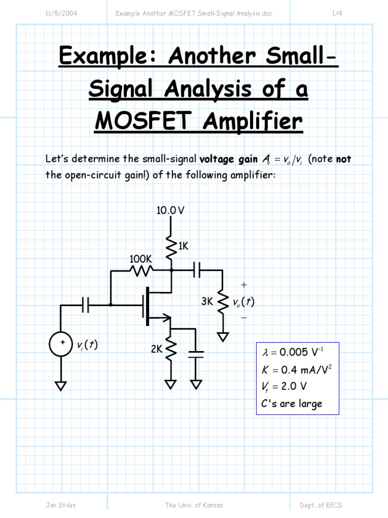 Example Another MOSFET Small-Signal Analysis | PDF | Technology ...