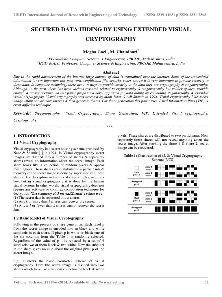 Secured Data Hiding by Using Extended Visual | PDF | Cryptography | Information And ...