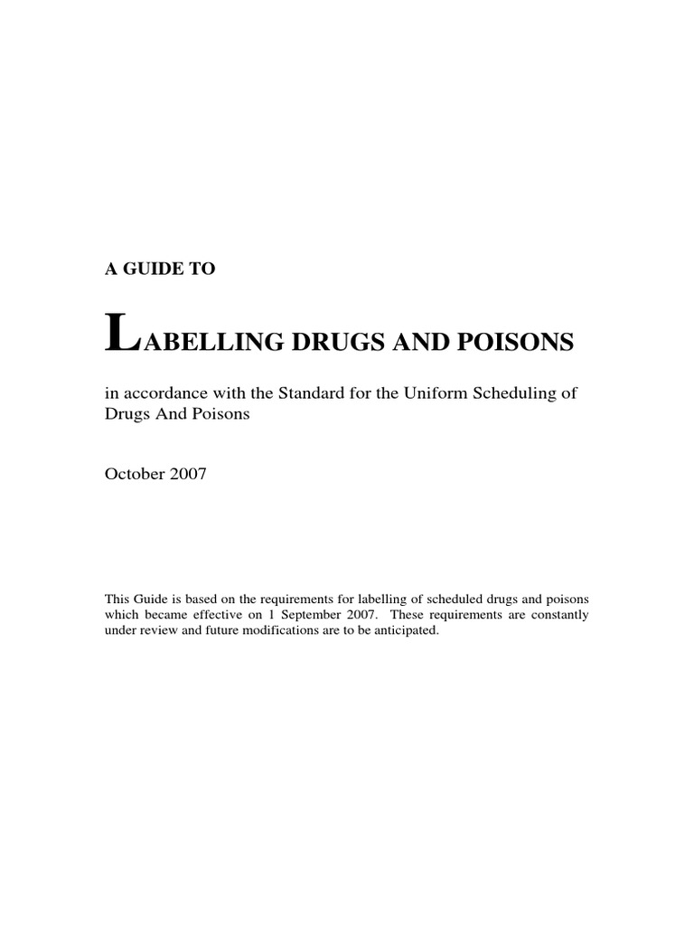 Labelling Drugs Poisons Guide | PDF | Pharmaceutical Drug | Dangerous Goods