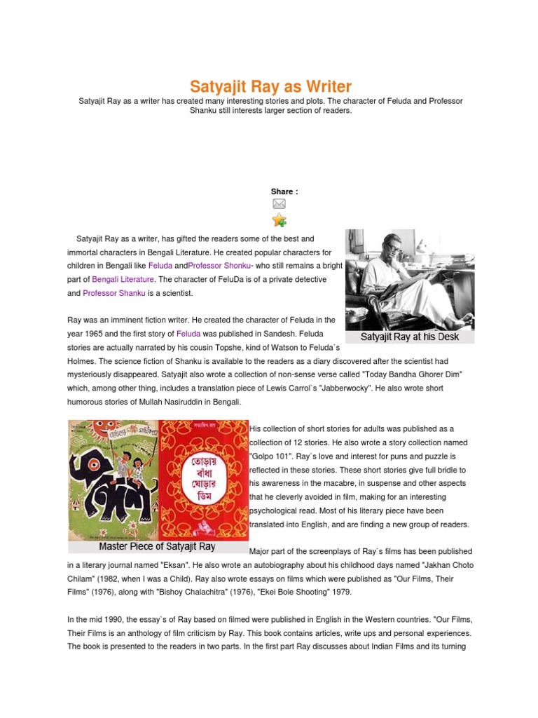 Satyajit Ray As Writer | PDF