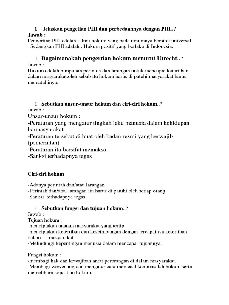 Jelaskan Pengetian PIH Dan Perbedaannya Dengan PHI | PDF
