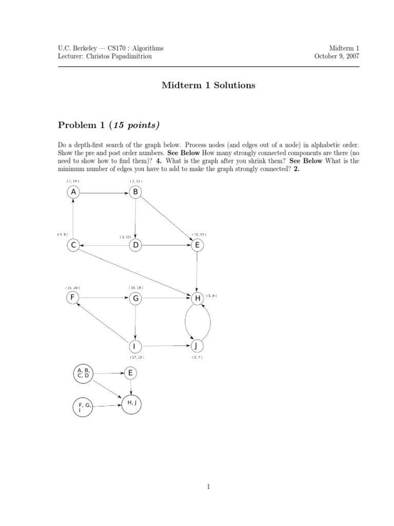 Analysis of an Algorithm Midterm Exam with Solutions | PDF | Combinatorics | Algorithms And Data ...